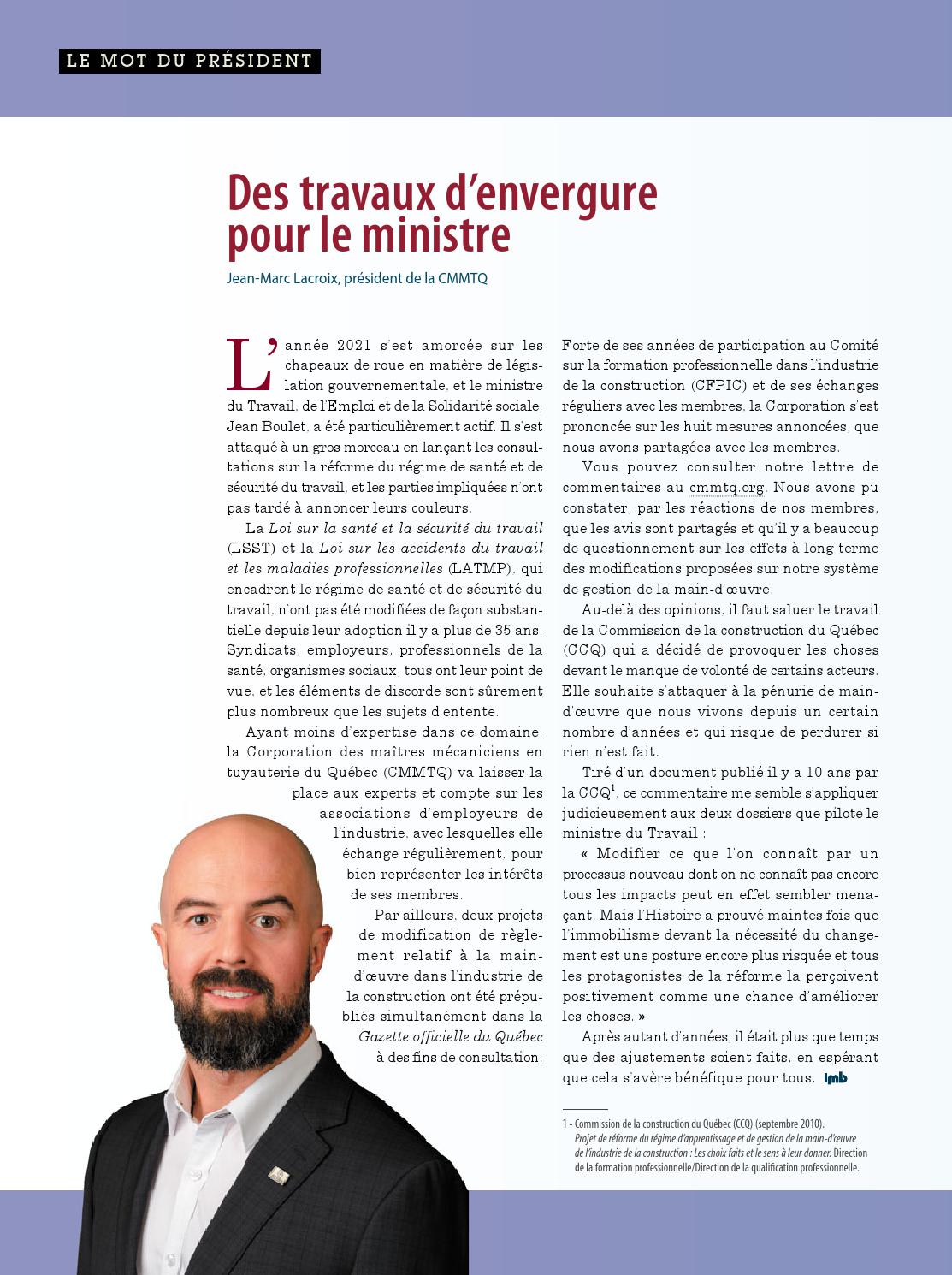 Revue IMB | Vol. 36, n° 2 | Mars 2021 by CMMTQ - Issuu