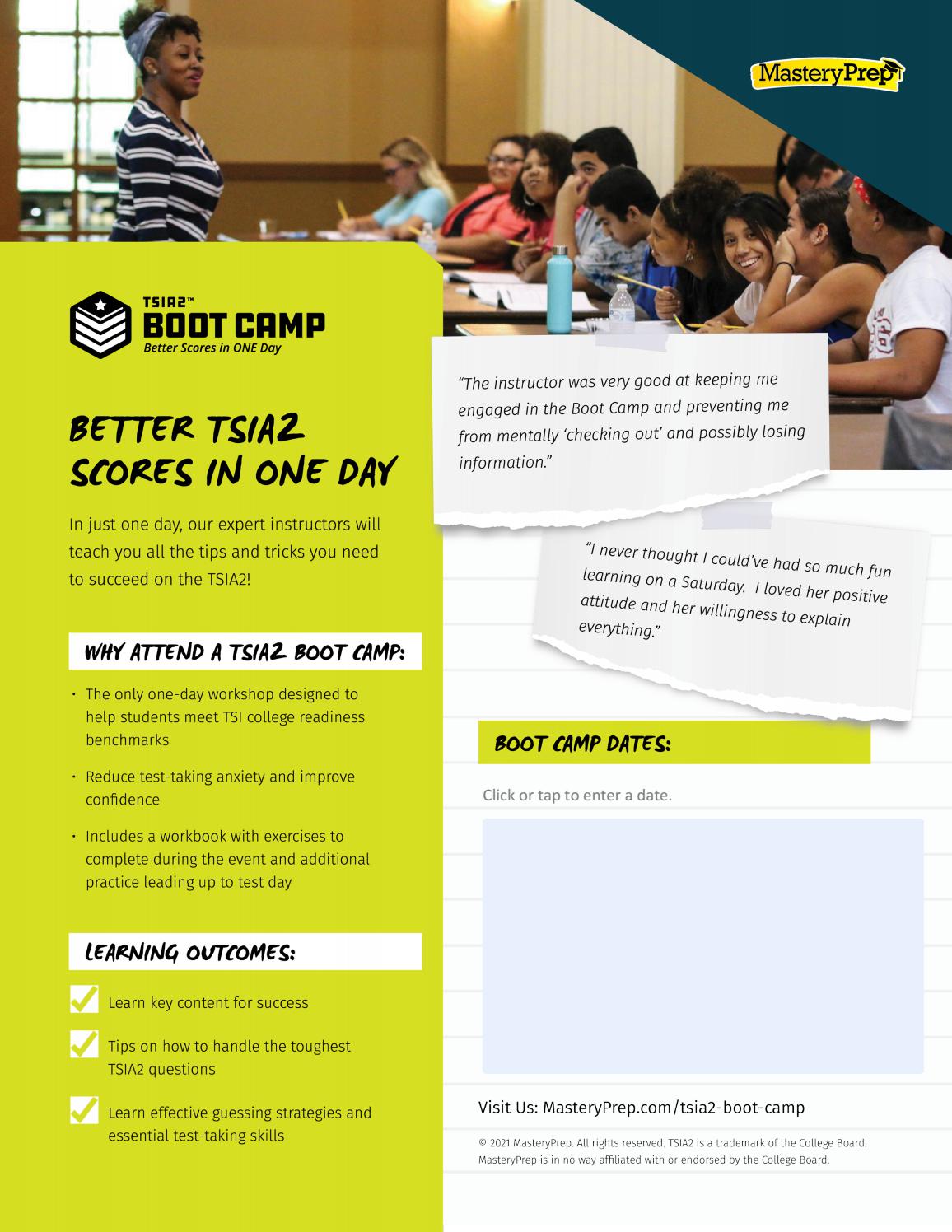 TSIA2 Boot Camp-Student Facing Flyer by MasteryPrep - Issuu