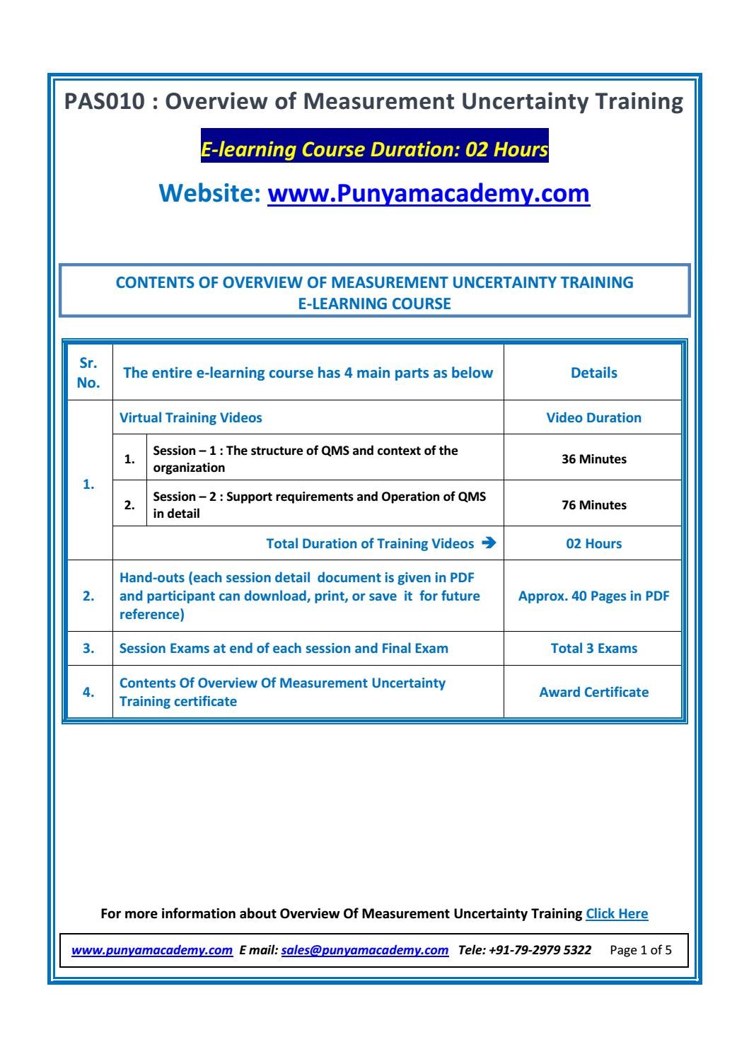 Overview of Measurement Uncertainty Training by Punyam Academy - Issuu