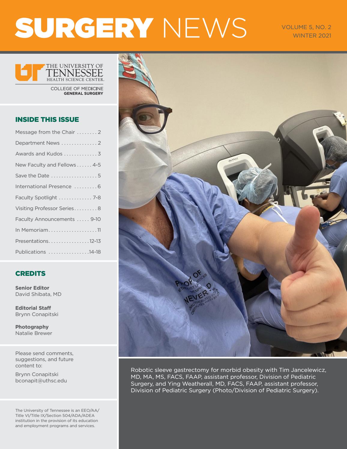 Surgery Newsletter - Winter 2021 by University of Tennessee Health ...
