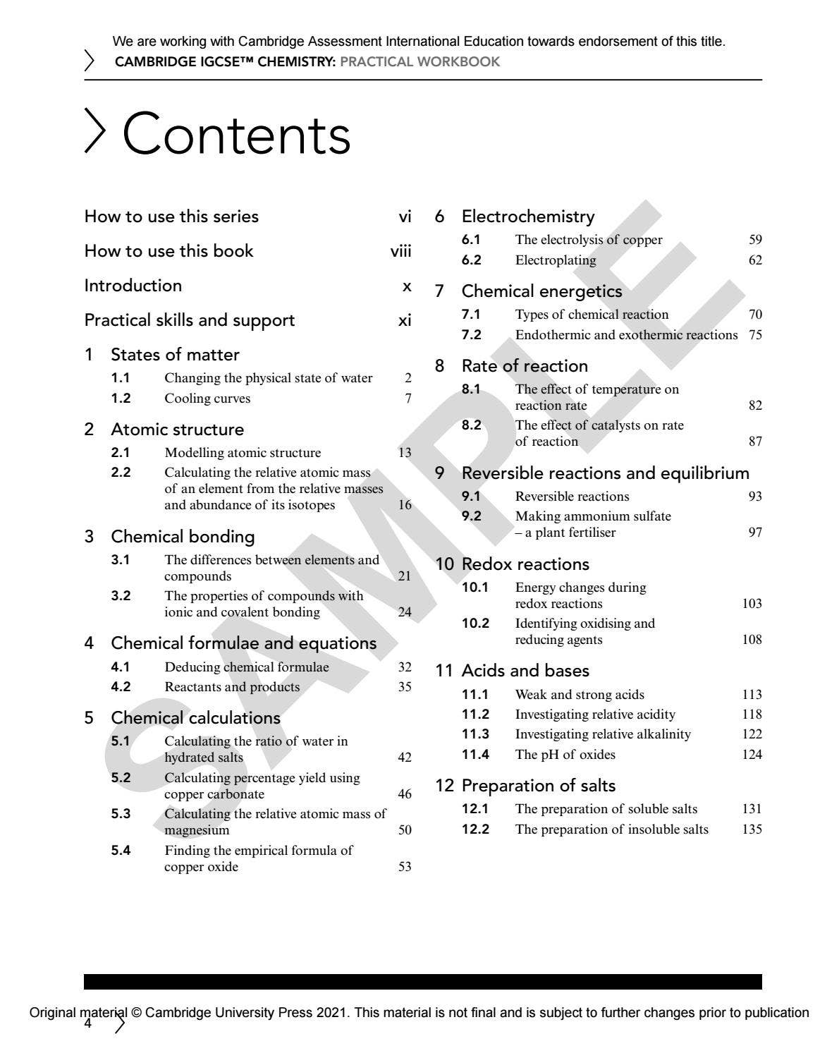 IGCSE Chemistry MULTI-COMPONENT SAMPLE by Cambridge International ...