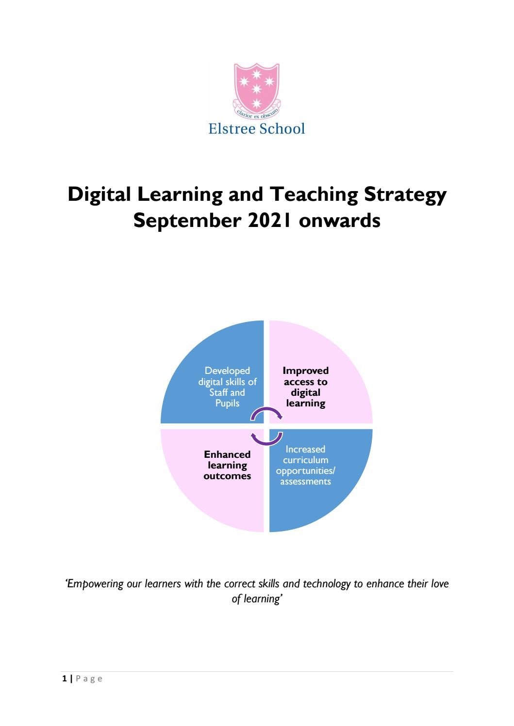 Elstree School Digital Learning and Teaching Strategy - September 2021 ...