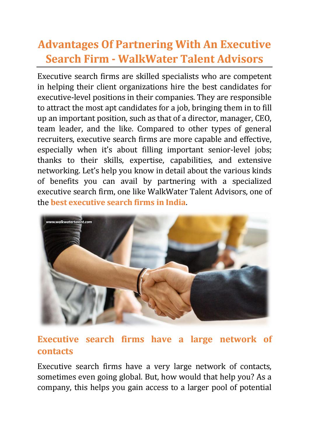 Advantages Of Partnering With An Executive Search Firm - WalkWater ...