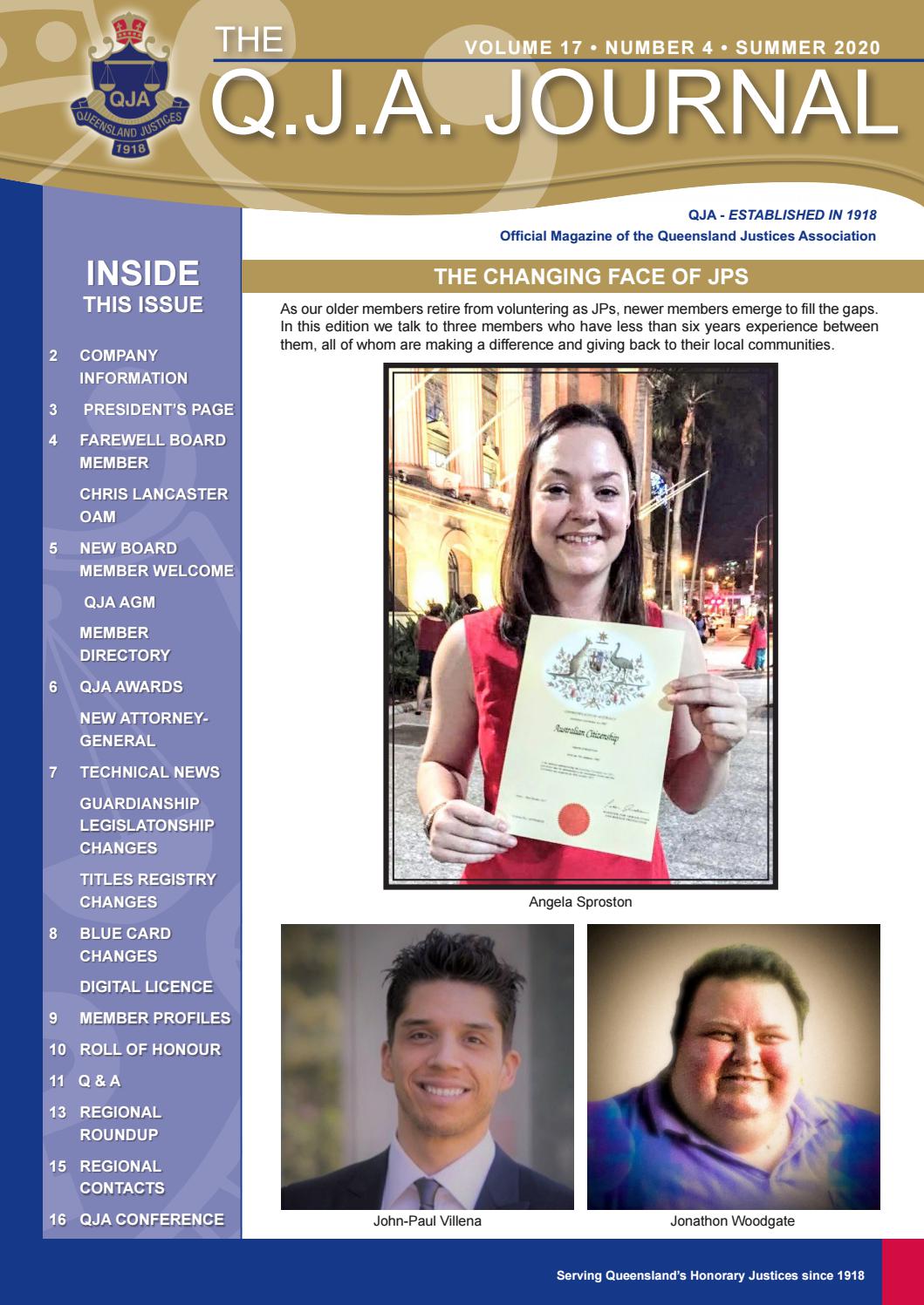 Summer 2020 QJA Journal by Queensland Justices Association - Issuu