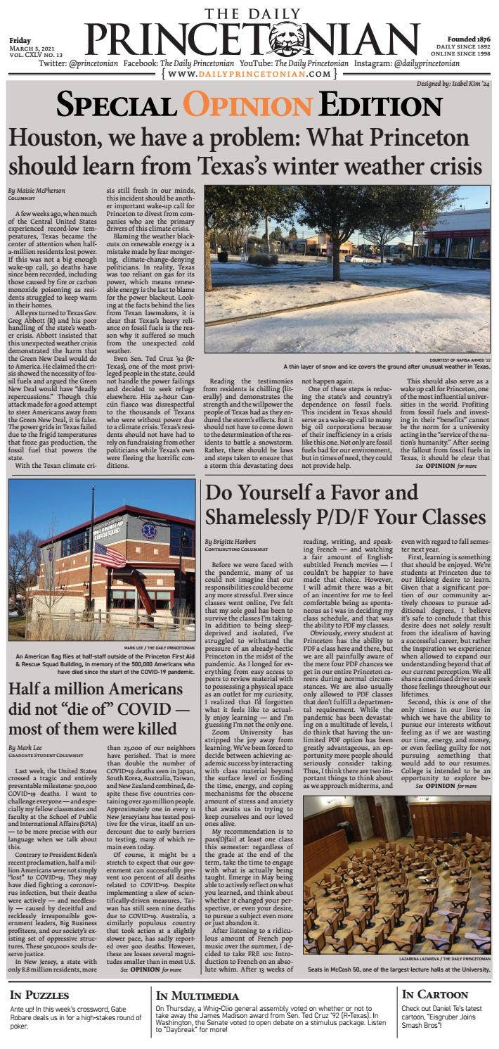 The Daily Princetonian Front Page: March 5, 2021 by The Daily ...
