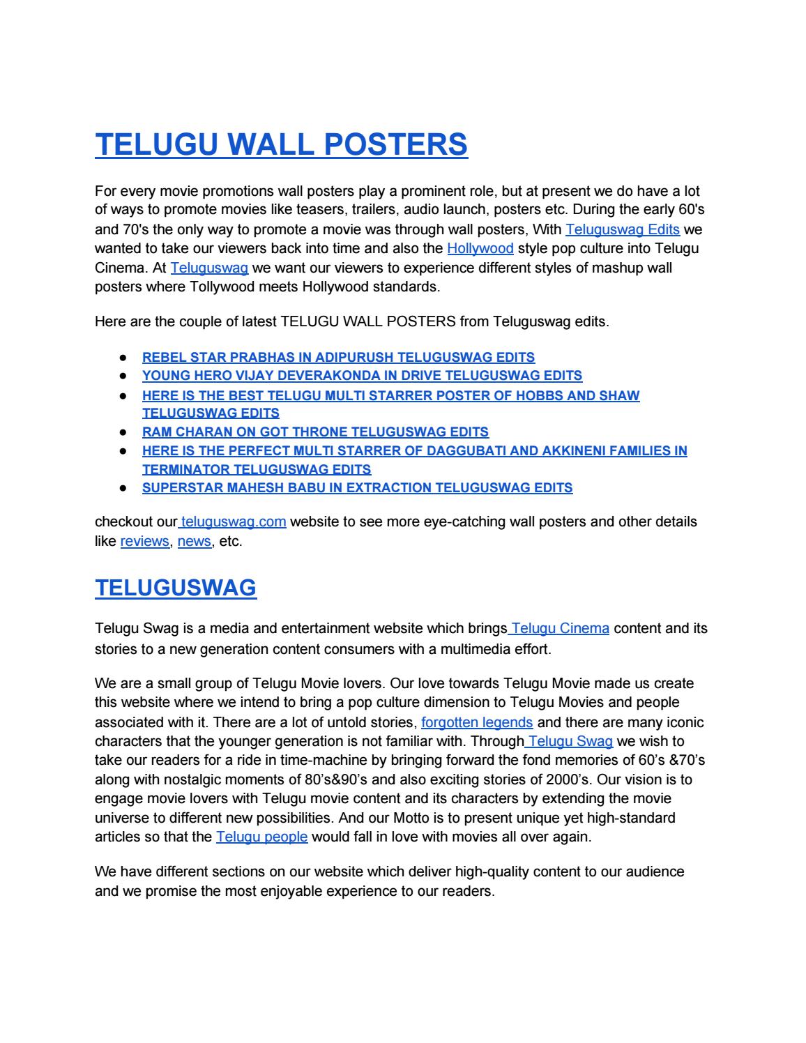 TELUGU WALL POSTERS by teluguswag - Issuu