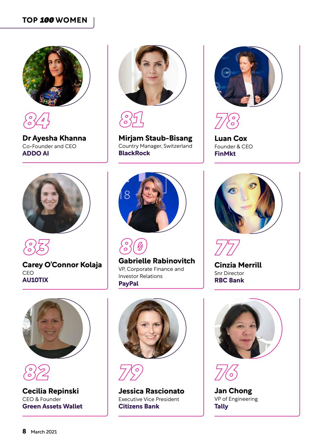 Top 100 Women in FinTech 2021 by FinTech Magazine - Issuu