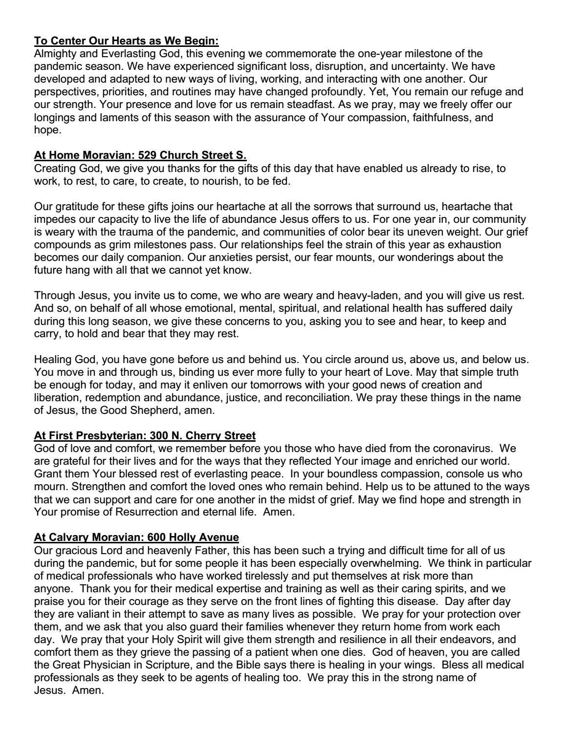 Prayers of Intercession & Hope by Centenary United Methodist Church - Issuu