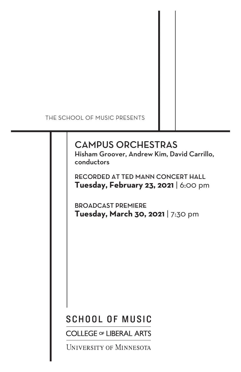 3/30/21 Campus Orchestras by University of Minnesota School of Music ...