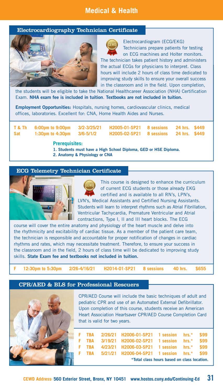 Spring 2021 Online Programs Continuing Education Catalog by Hostos ...