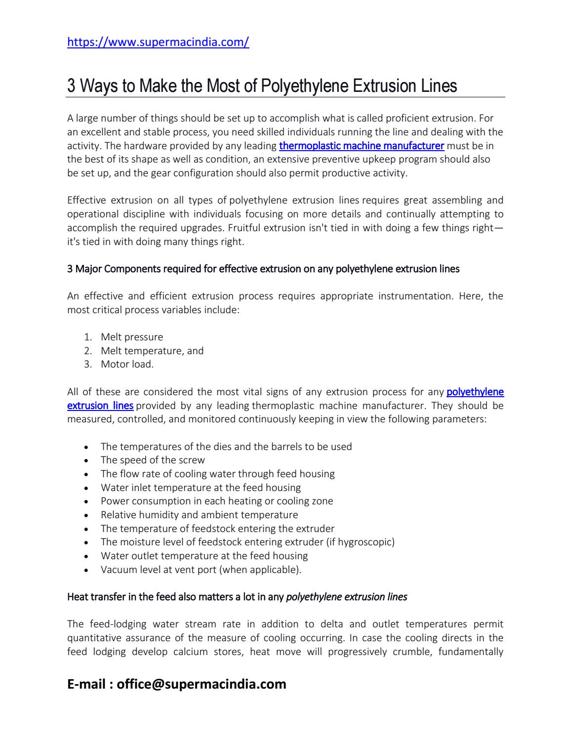 3 Ways to Make the Most of Polyethylene Extrusion Lines by Super Mac ...