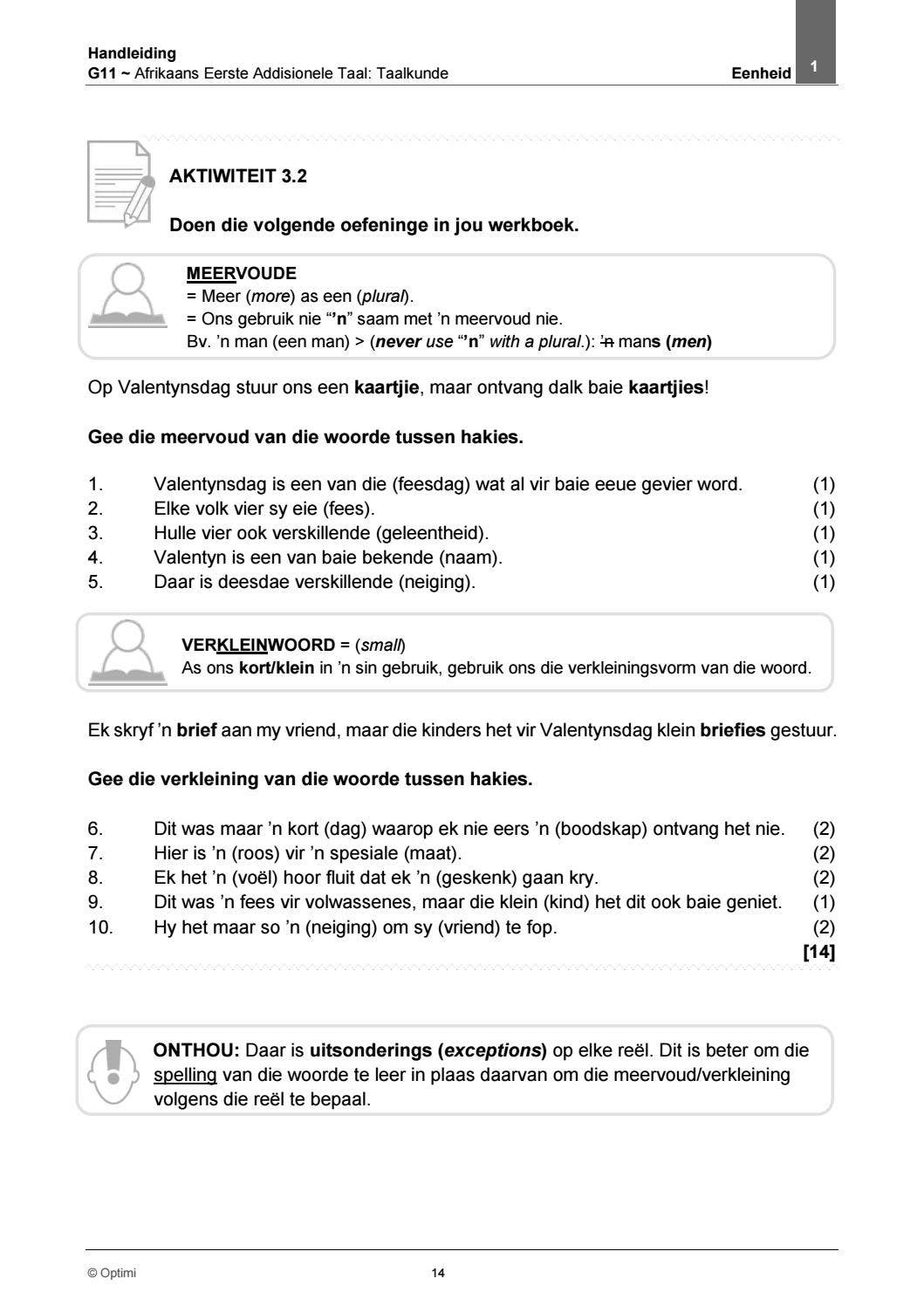 Gr 11-Afrikaans Eerste Addisionele Taal-Handleiding Taalkunde 1 by ...