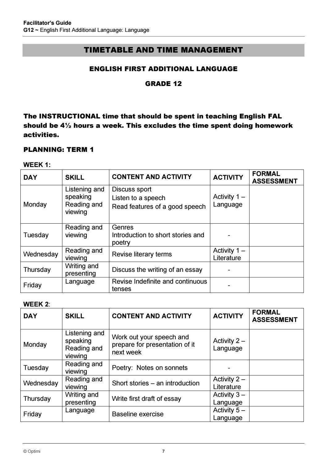 Gr 12-English First Additional Language-Facilitator's Guide Language 1 ...
