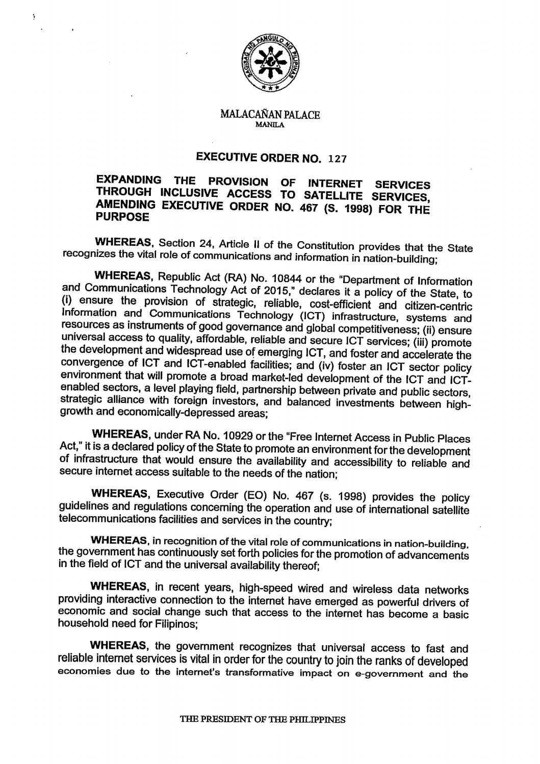 Executive Order No. 127 by myinquirer dotnet - Issuu