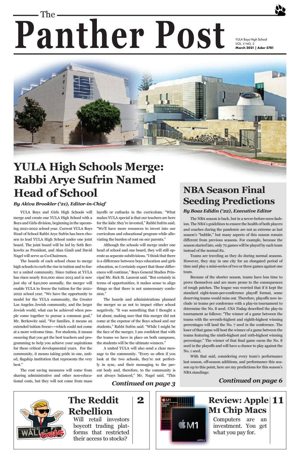 The Panther Post - March 2021 by YULA High School - Issuu