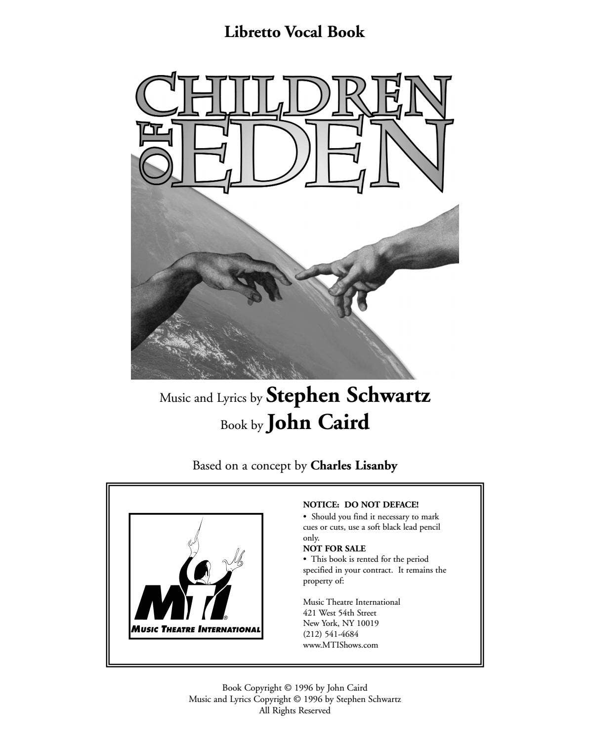 Children of Eden Perusal Libretto Vocal Book by mtieurope - Issuu