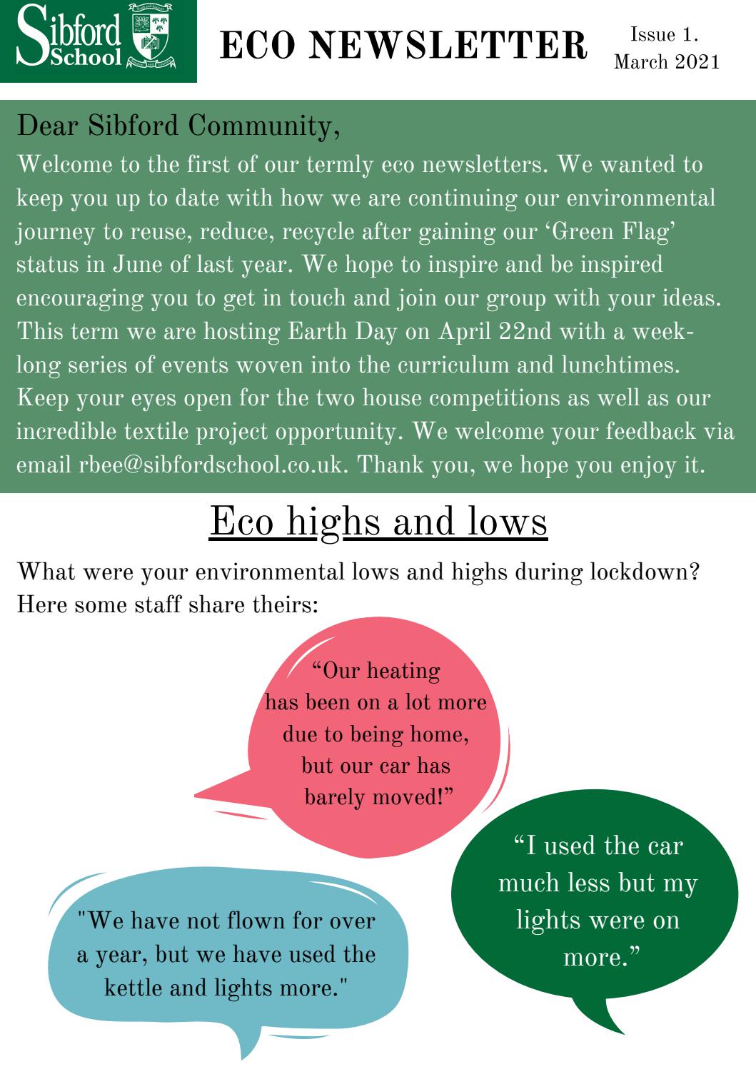 Eco newsletter - issue 1 by SibfordOxon - Issuu