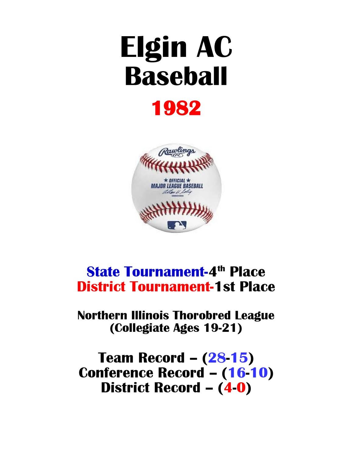 Elgin AC Baseball 1982 by Mike Scheffler - Issuu