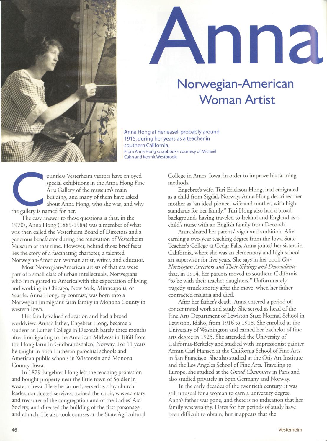 Anna Hong, Norwegian-American Woman Artist by Vesterheim - Issuu