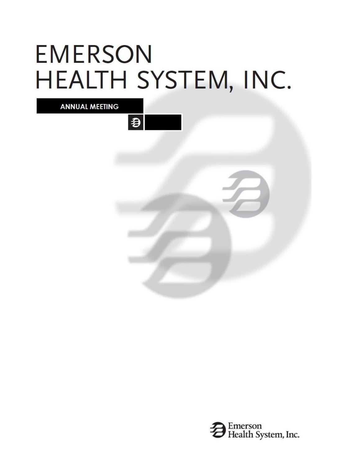 Emerson Health System - 2020 Annual Meeting Program by EmersonHospital ...