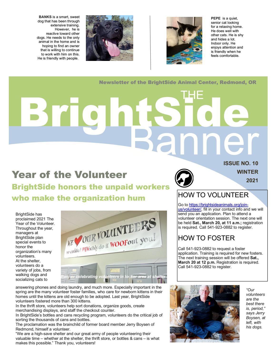 The BrightSide Banner Winter 2021 by BrightSide Animal Center - Issuu