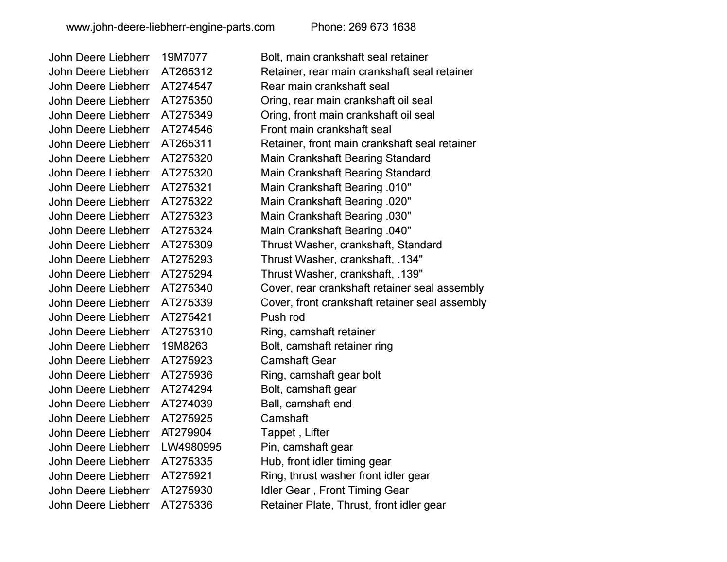 John Deere Liebherr Engine Parts List by engineparts2 - Issuu