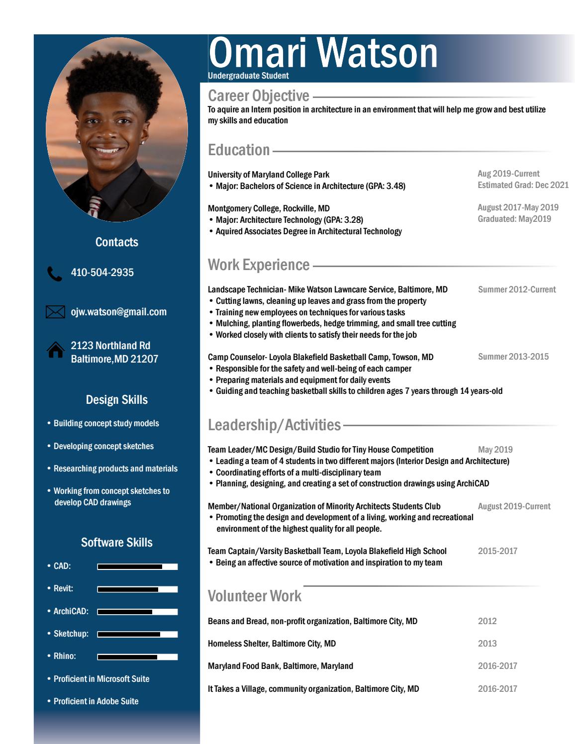 Omari Watson Resume by Omari Watson - Issuu