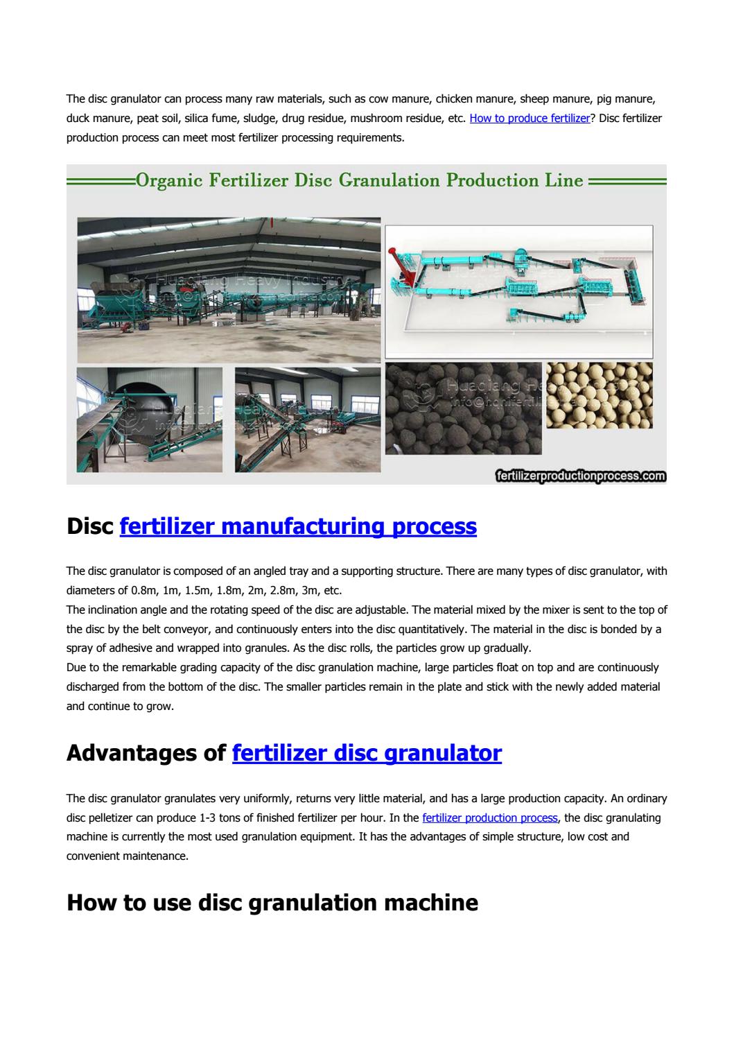 Disc Fertilizer Manufacturing Process For Processing Fungus Residue And Manure Peat By Solution
