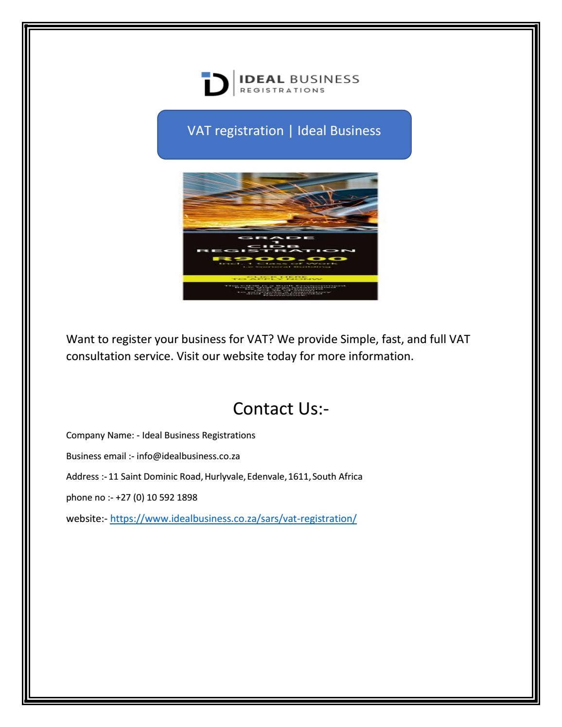 VAT registration | Ideal Business by steinservicesupply01 - Issuu