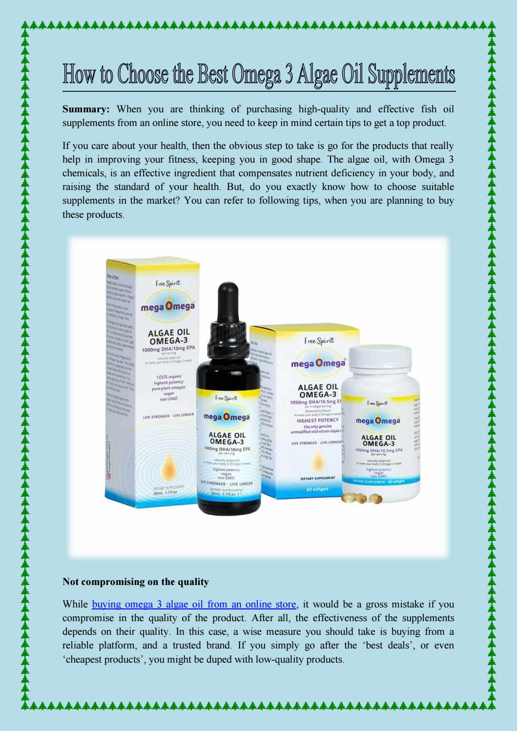 How to Choose the Best Omega 3 Algae Oil Supplements by Free Spirit ...