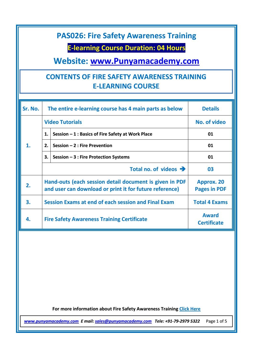 Online Fire Safety Awareness Training by Punyam Academy - Issuu