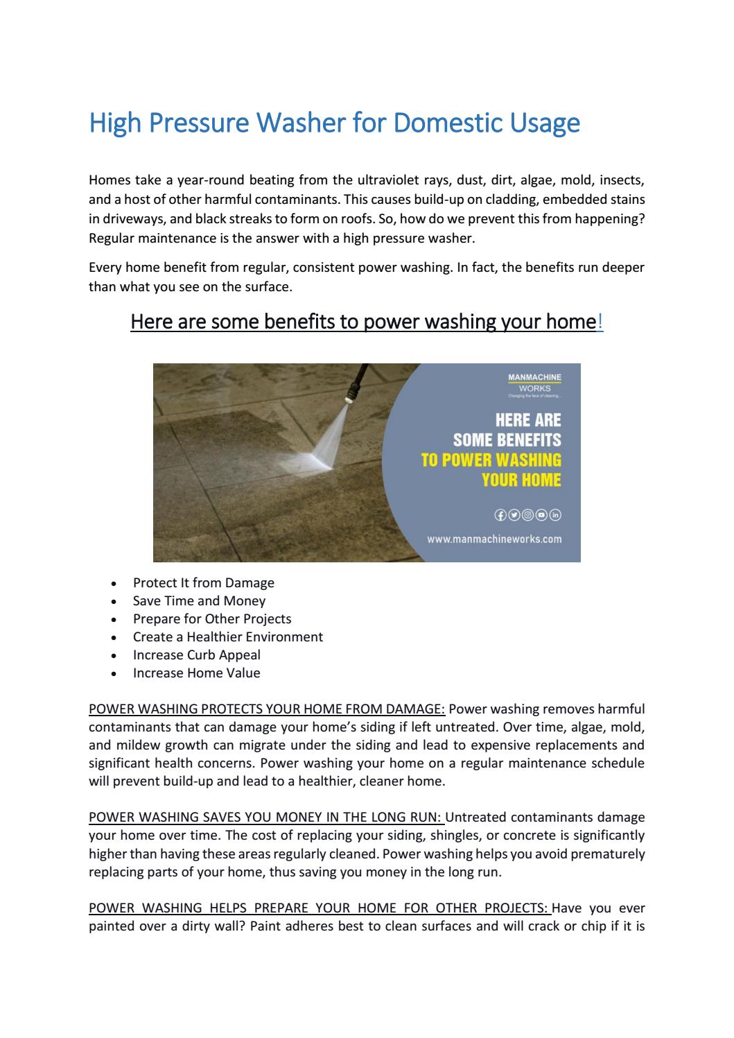 Power washing with high pressure washer machine comes with so many ...