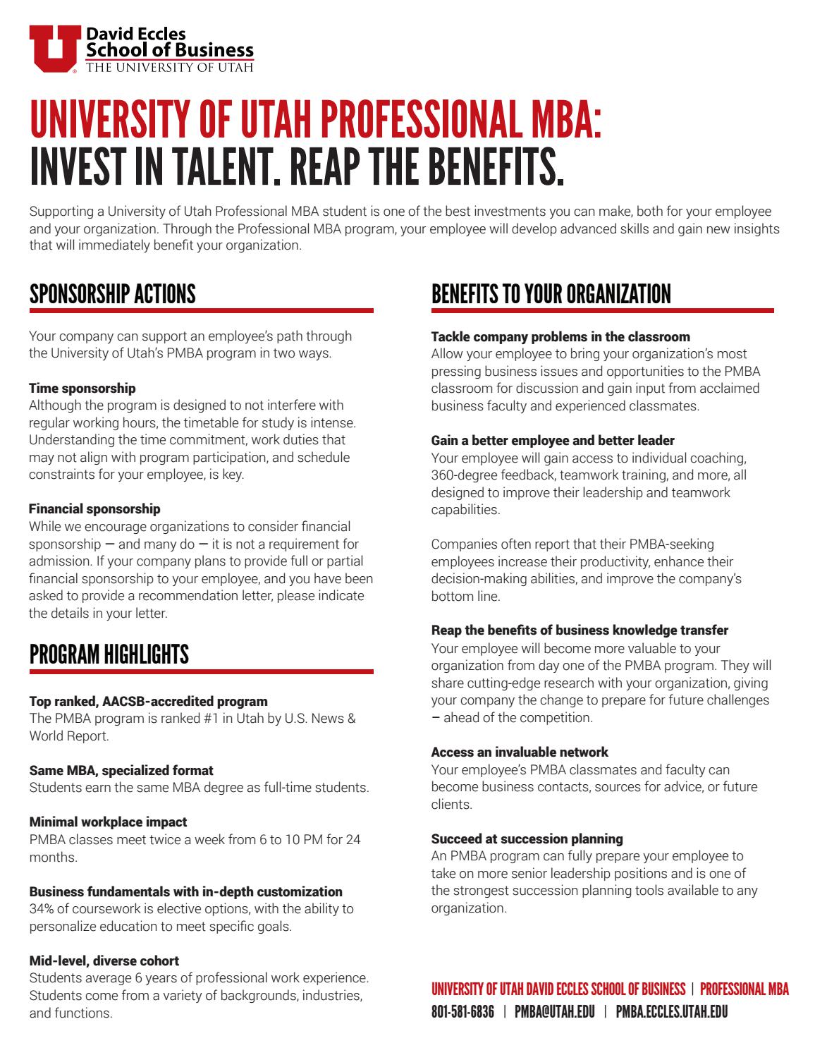 The Value of a Professional MBA for Employers by University of Utah's ...