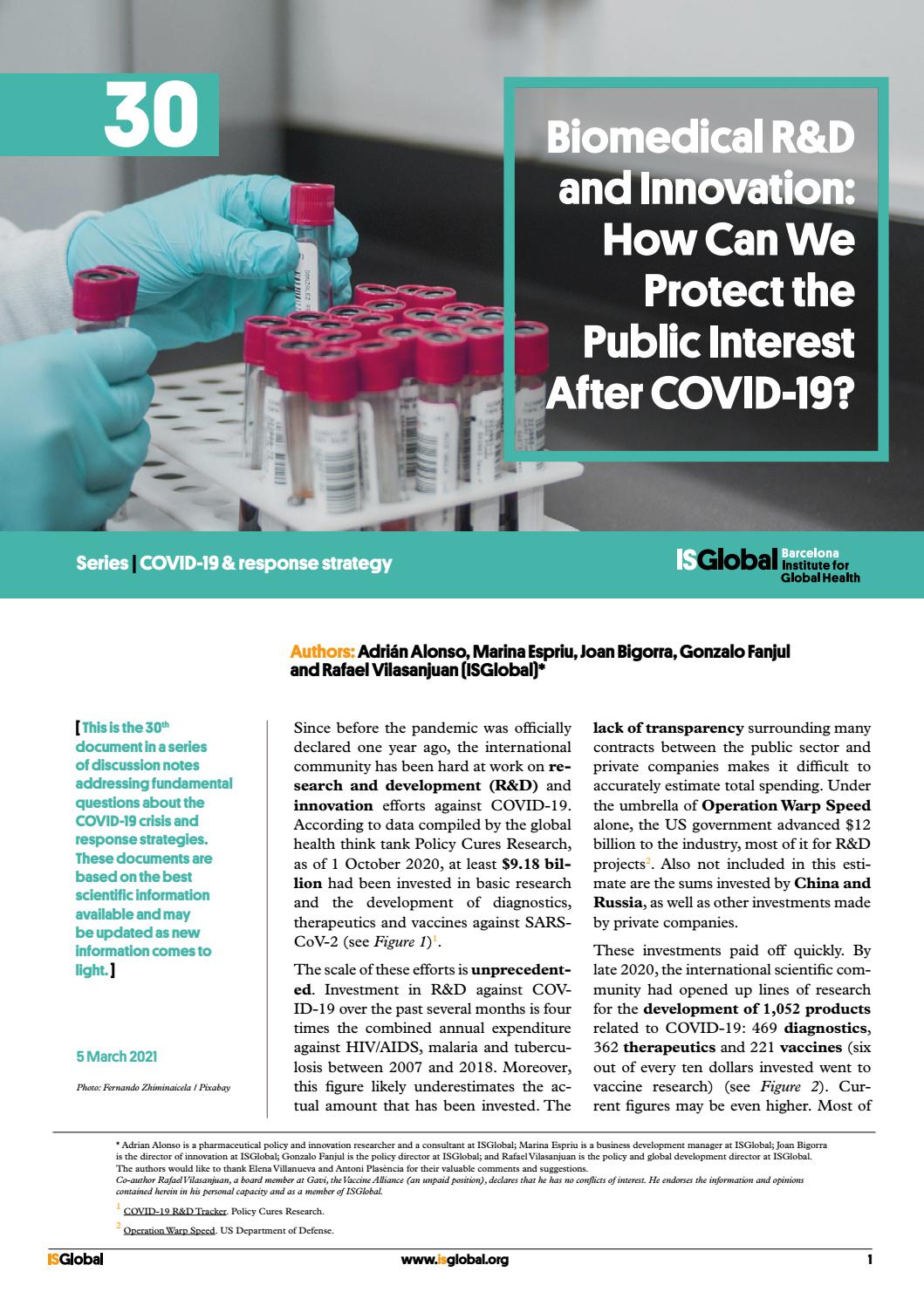 Biomedical R&D and Innovation: How Can We Protect the Public Interest ...