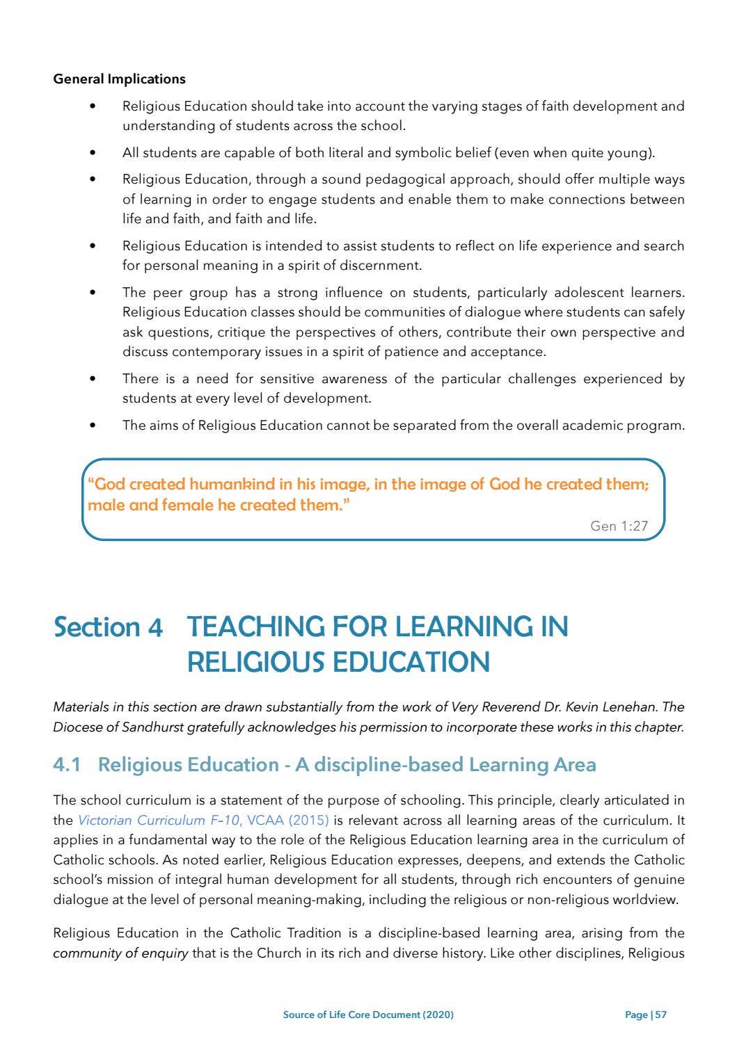 Section 4 - Teaching for Learning in Religious Education by Catholic ...