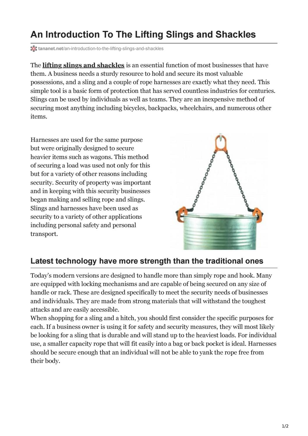An Introduction To The Lifting Slings and Shackles by UK Lifting Store ...