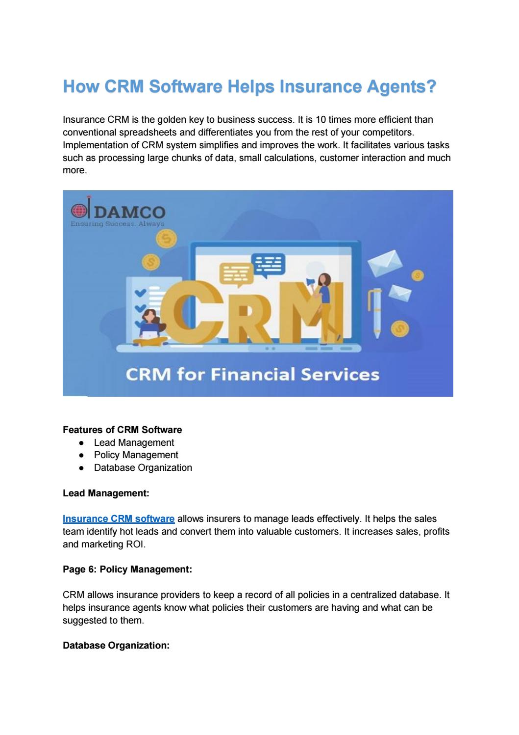 How CRM Software Helps Insurance Agents? by Surya Choudhary - Issuu