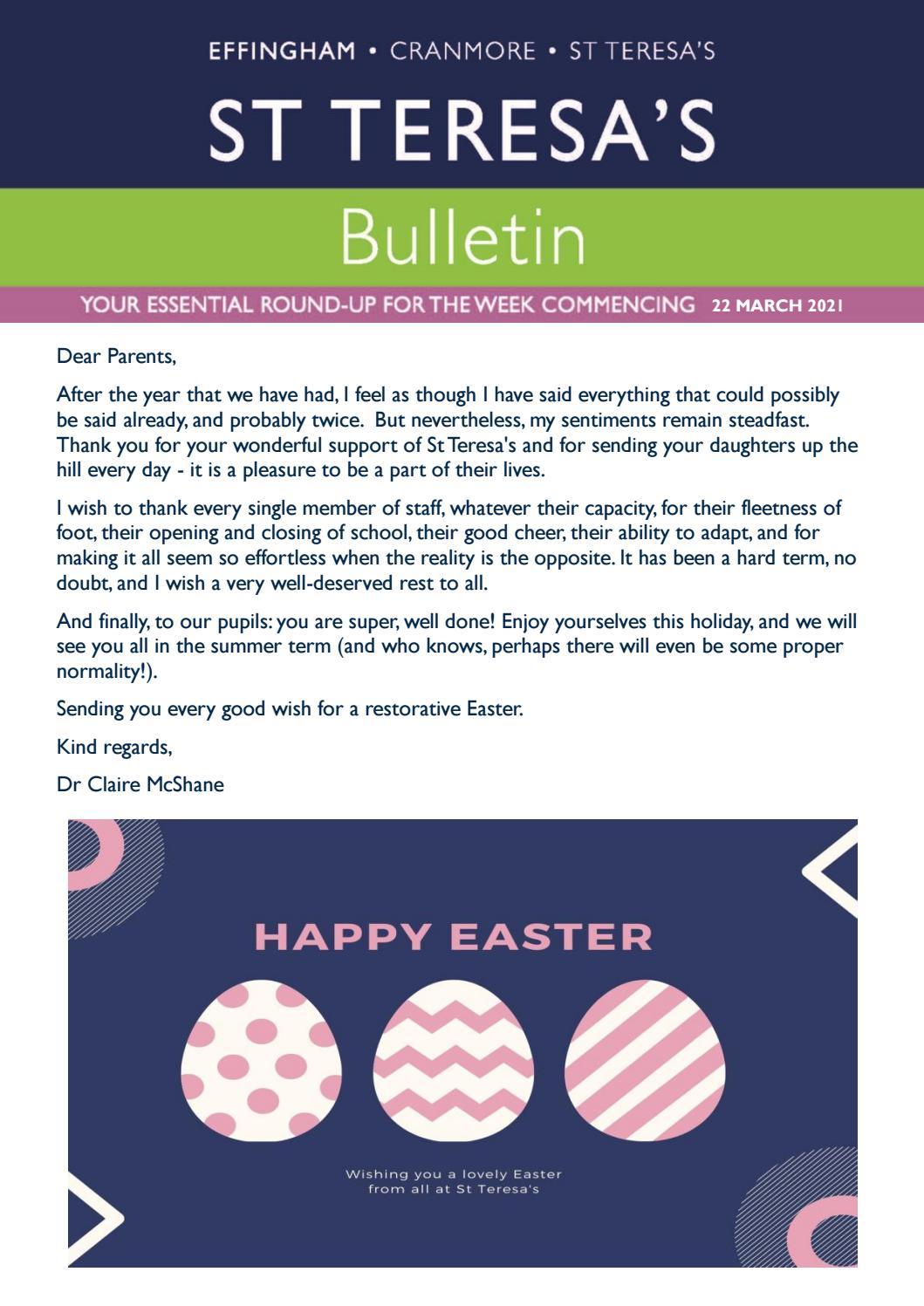 St Teresa Senior School weekly bulletin 26 March 2021 by Effingham ...