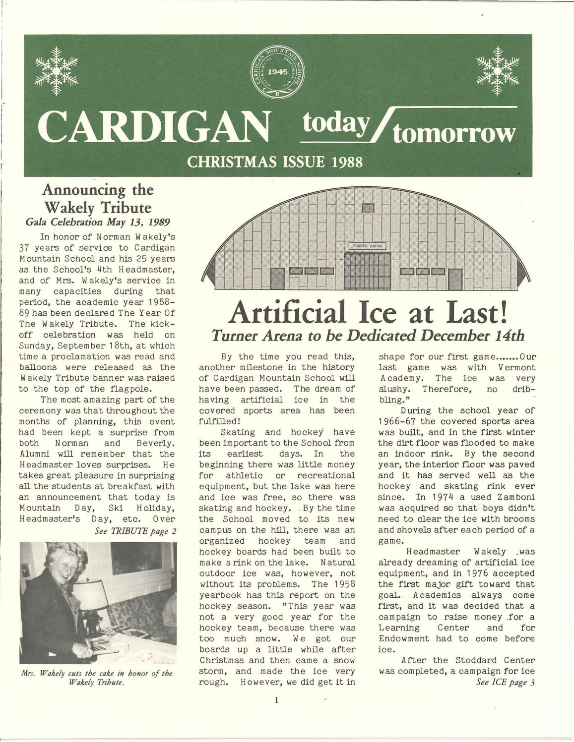Cardigan Today/Tomorrow (Christmas, 1988) by Cardigan Mountain School ...