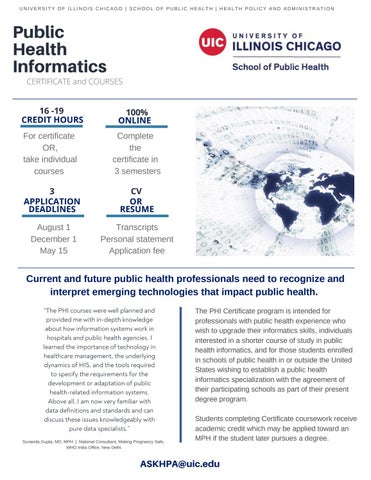Public Health Informatics certificate program by UIC Health Policy and ...