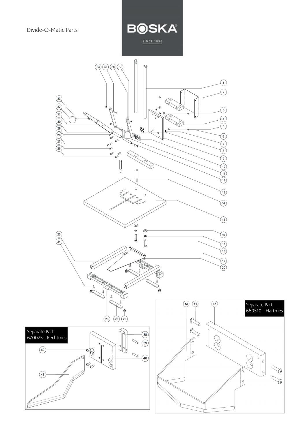 BOSKA Cheese Cutter Divide-O-Matic - Exploded View - 610001, 660510 ...
