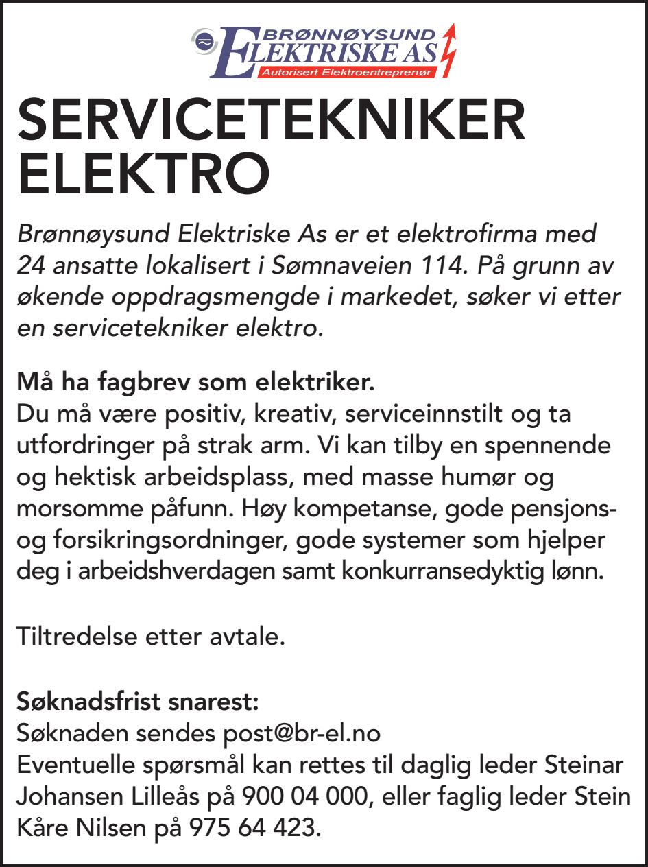 Servicetekniker elektro - Brønnøysund Elektriske AS by Adresseavisen ...