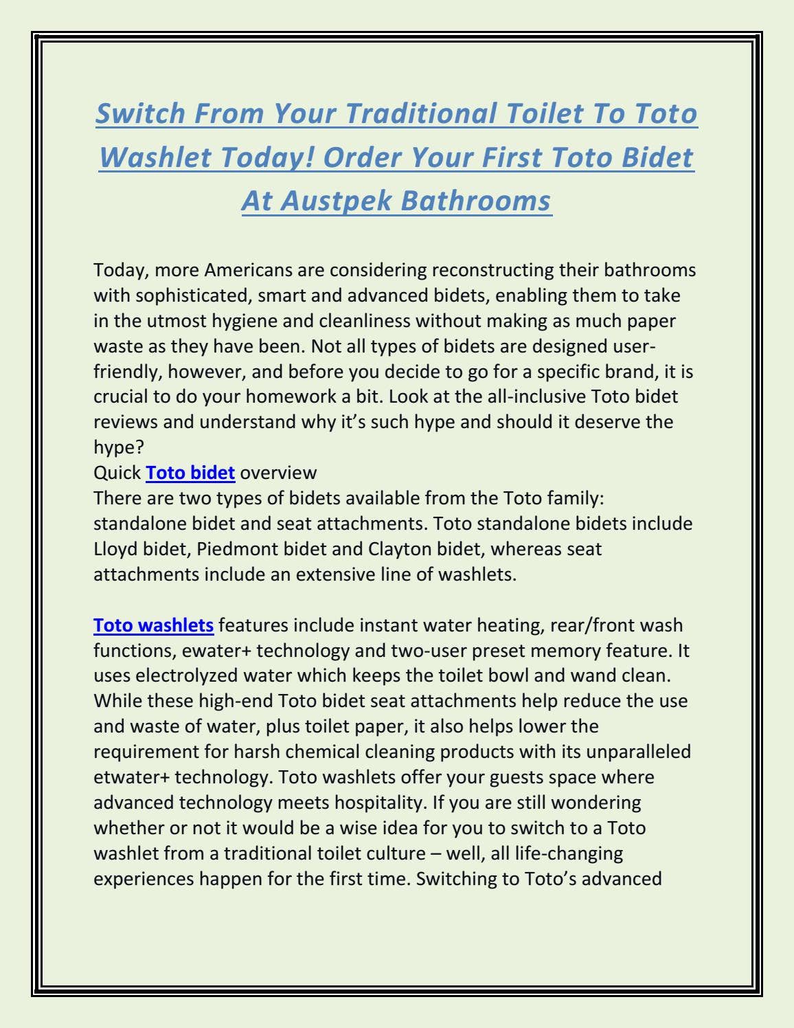 Switch From Your Traditional Toilet To Toto Washlet Today! Order Your ...