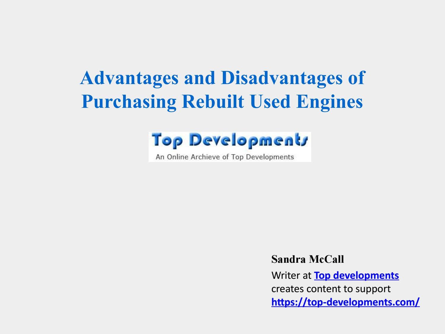 Advantages and Disadvantages of Purchasing Rebuilt Used Engines by ...
