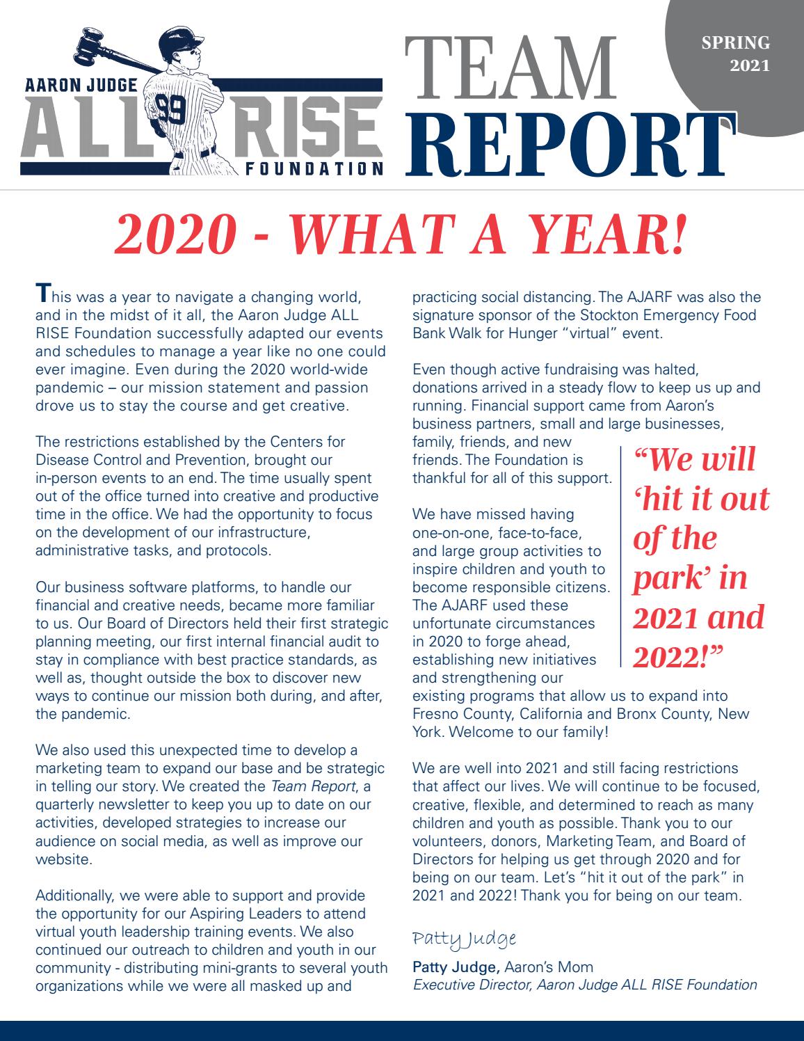 Team Report, Spring 2021 by ALL RISE Official - Issuu