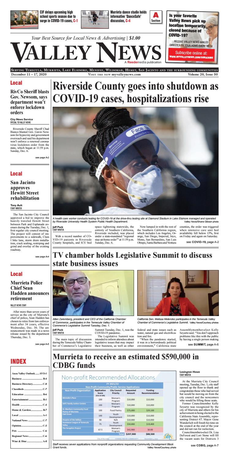 Temecula Valley News, December 7, 2020 by Village News, Inc. - Issuu