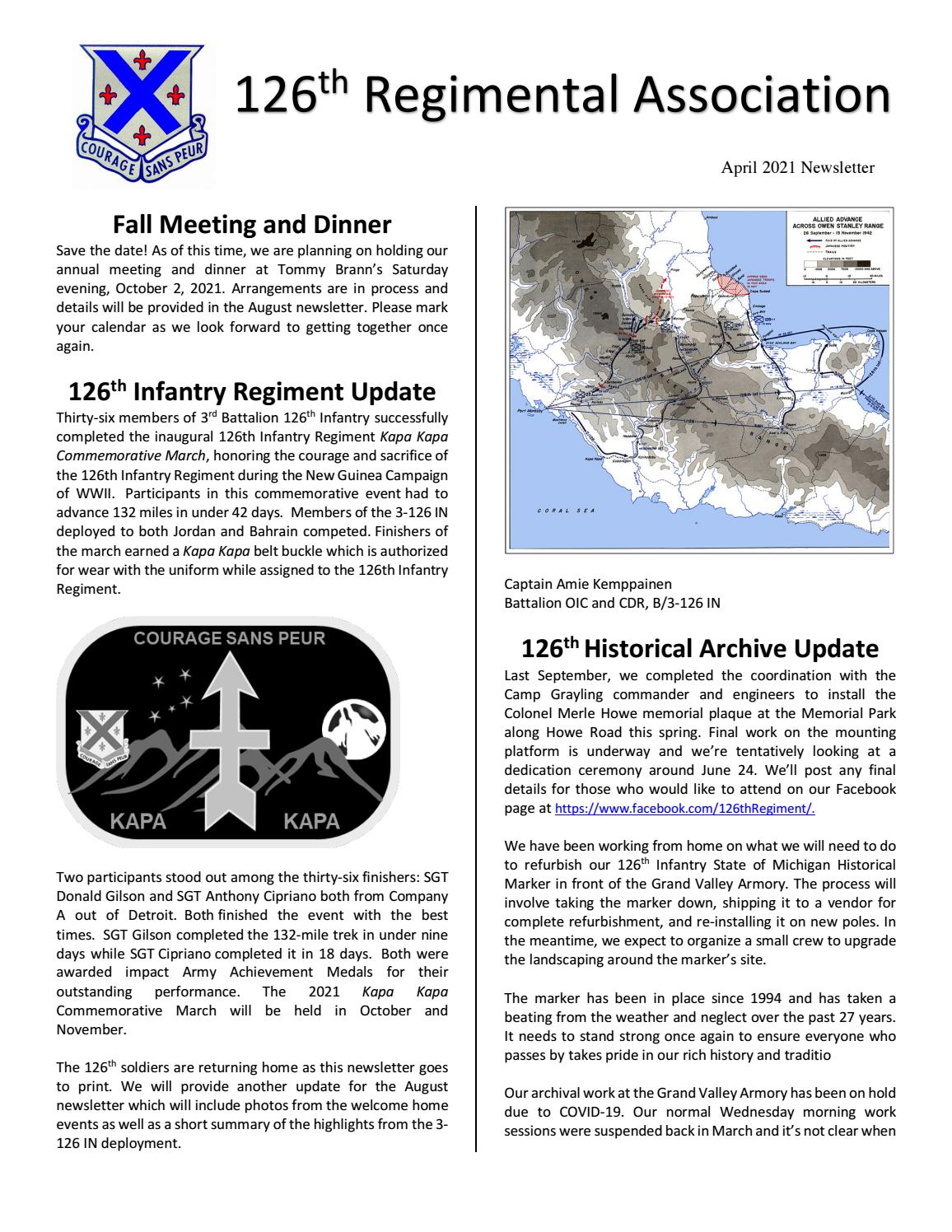 126th Regimental Association April 2021 Newsletter by David Britten - Issuu