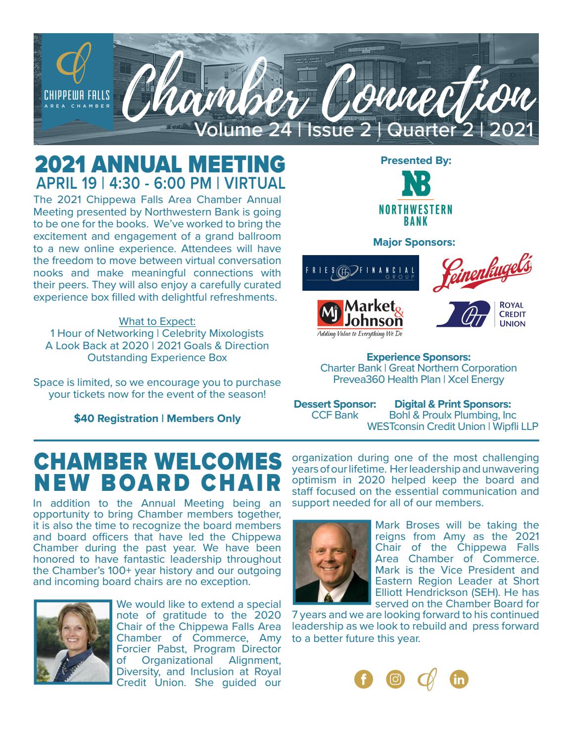 Quarter 2 | Chamber Connection Newsletter | 2021 by ChippewaChamber - Issuu