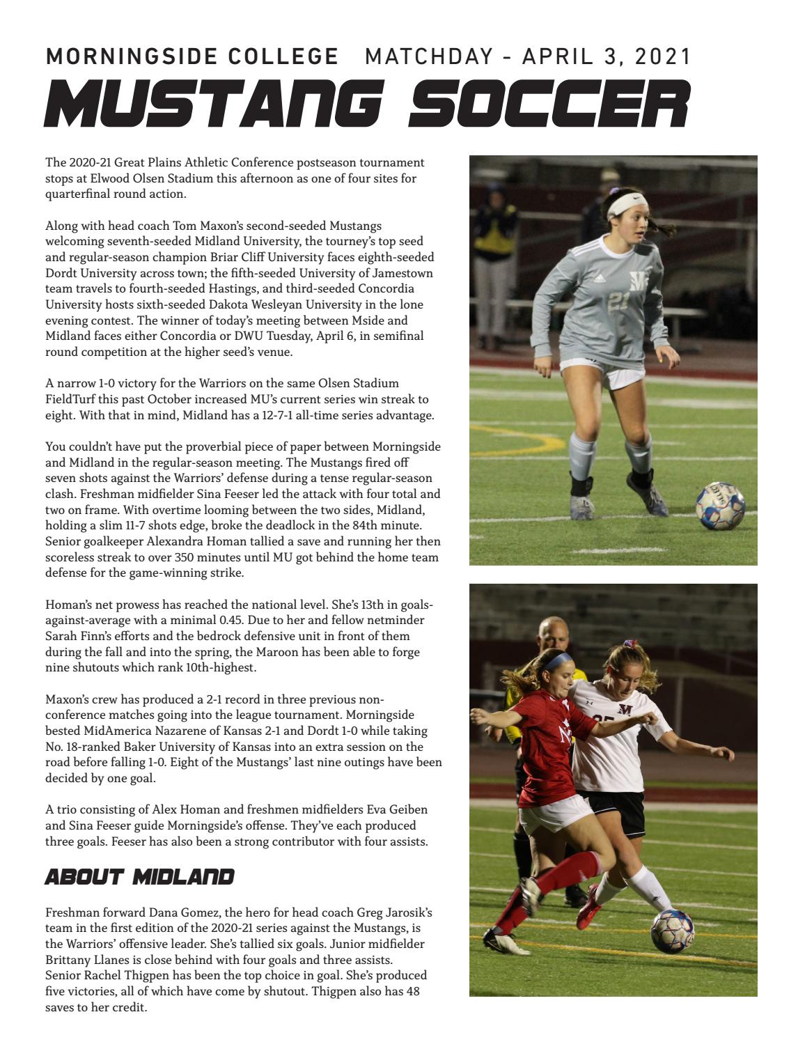 2020-21 GPAC Women's Soccer Quarterfinal Match Day - Saturday, April 3 ...