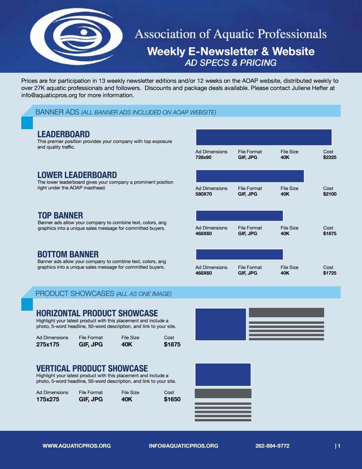 AOAP Ad Specifications by Association of Aquatic Professionals - Issuu